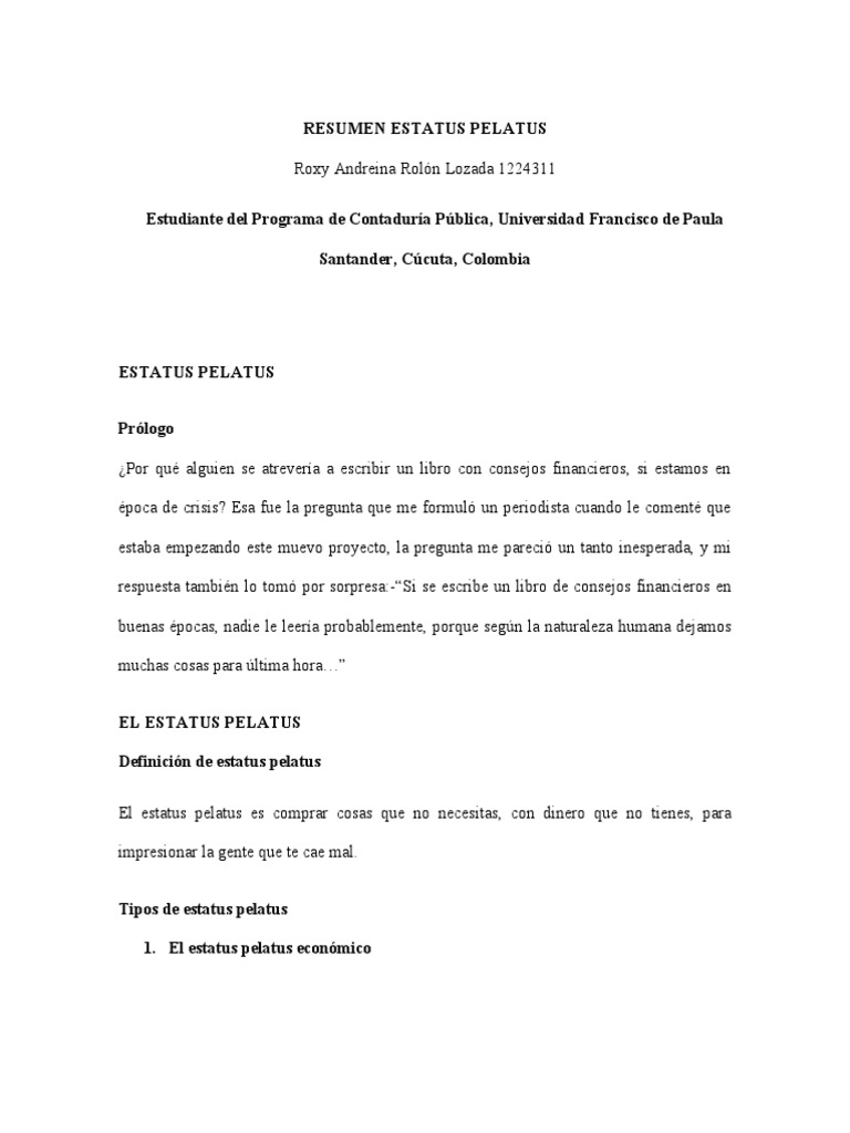 Resumen Status Pelatus | PDF