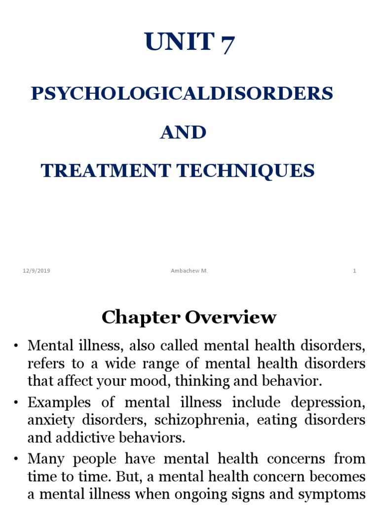 Unit 7 Psychological Disorder | PDF | Mental Disorder | Psychotherapy