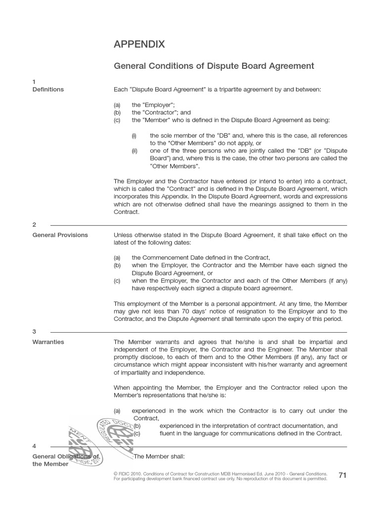 Db Fidic Mdb Harmonised June 2010 15 Jica Sbd Works Gc Only Pdf