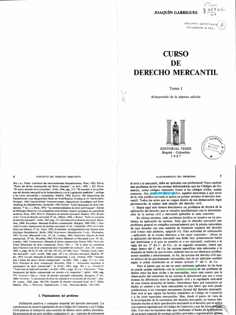 Garrigues Concepto Del Derecho Mercantil 1 | PDF