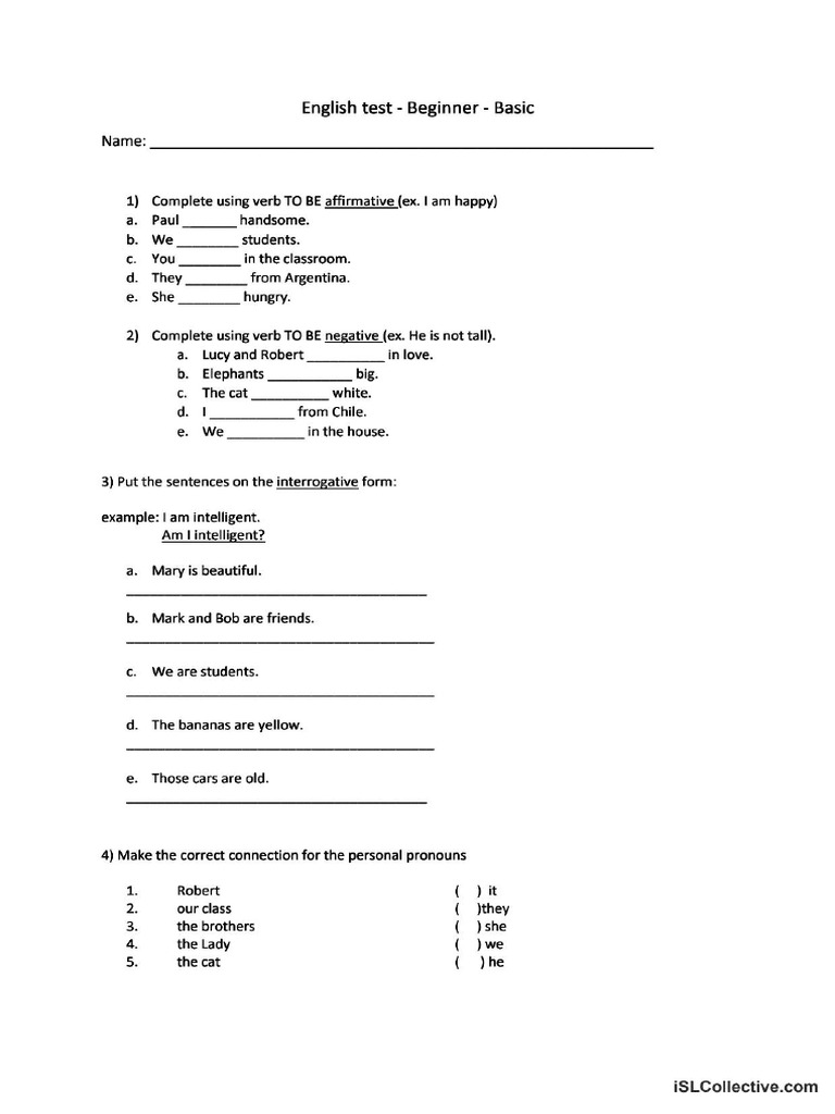 Basic English Test 3 | PDF