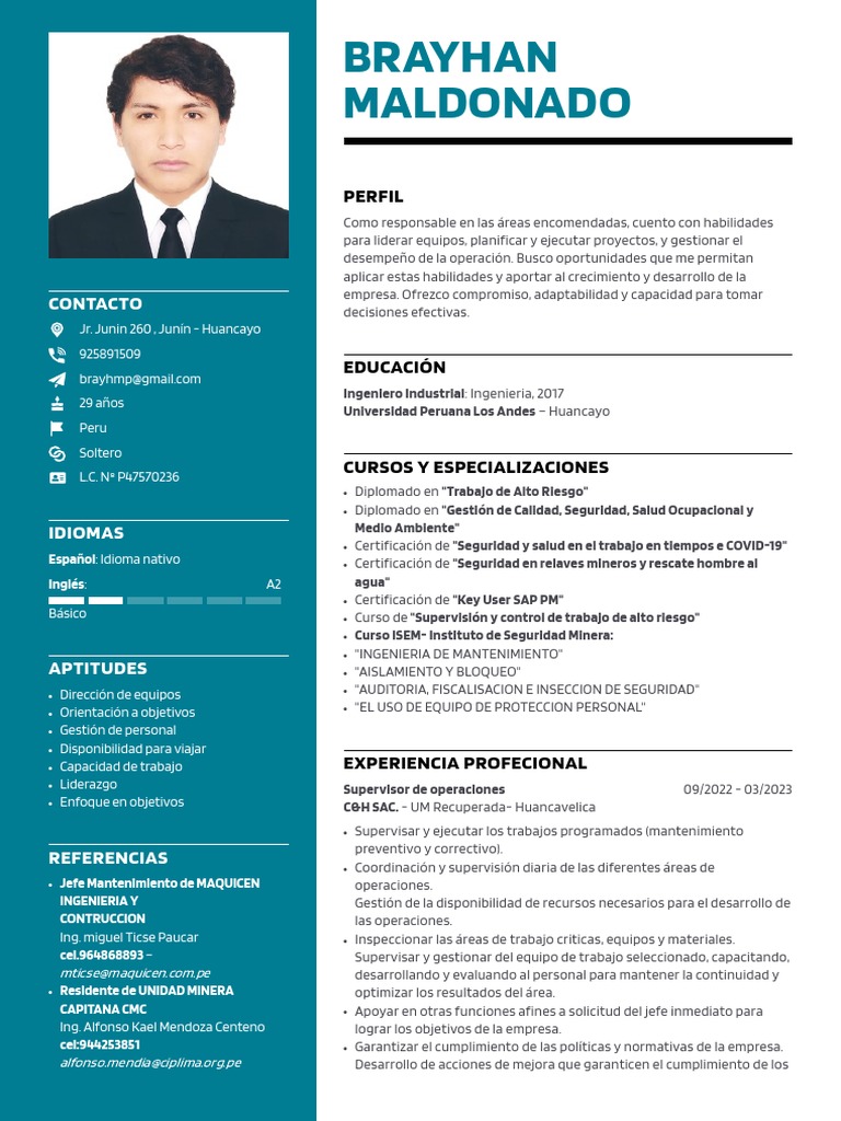 CV Brayhan - Maldonado Porta o | PDF | Perú | Business