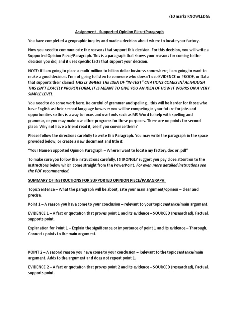 Unit 2 - 4 - CGC1D1 Managing Canadas Resources - Assignment - Supported ...