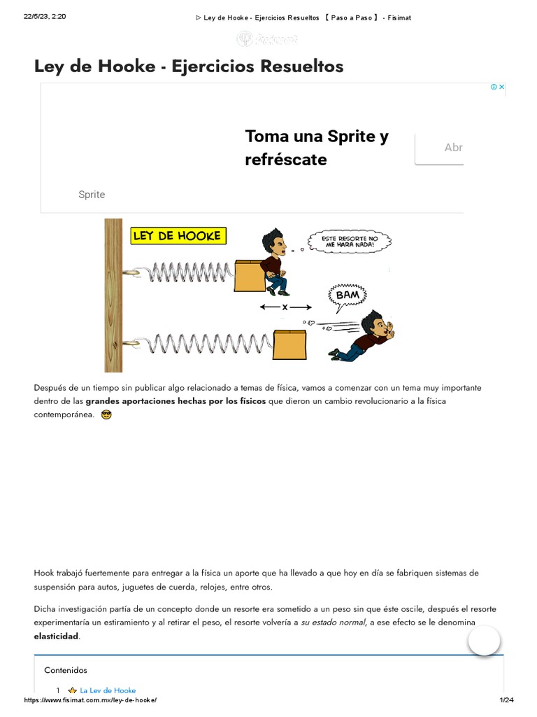 Ley de Hooke - Ejercicios Resueltos 【 Paso a Paso 】 - Fisimat | PDF | Fuerza | Mecanica clasica