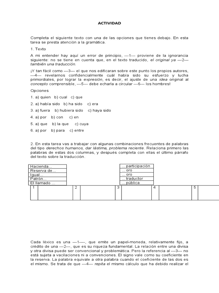 Actividad de Gramatica c1 | PDF