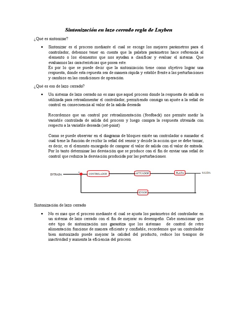 Sintonización en Lazo Cerrado Luyben | PDF