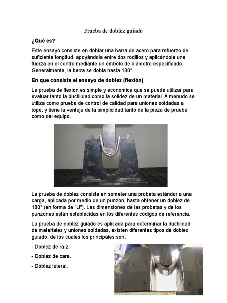 Prueba de Dobleza Guiada en Soldadura | PDF