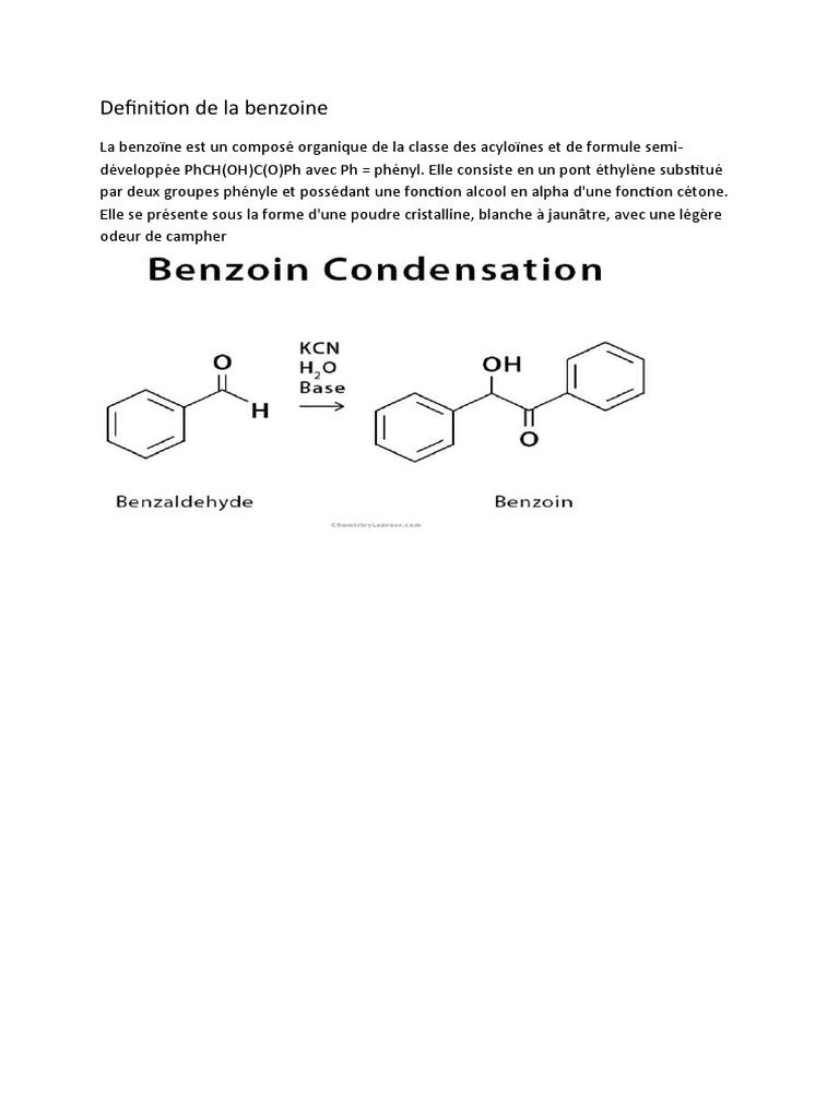 Definition de La Benzoine TP Aicha | PDF