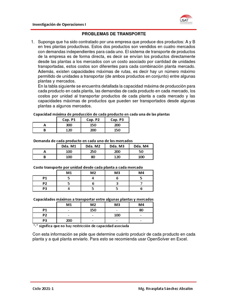 Problemas De Transporte Pdf Agricultura Mercado Economía