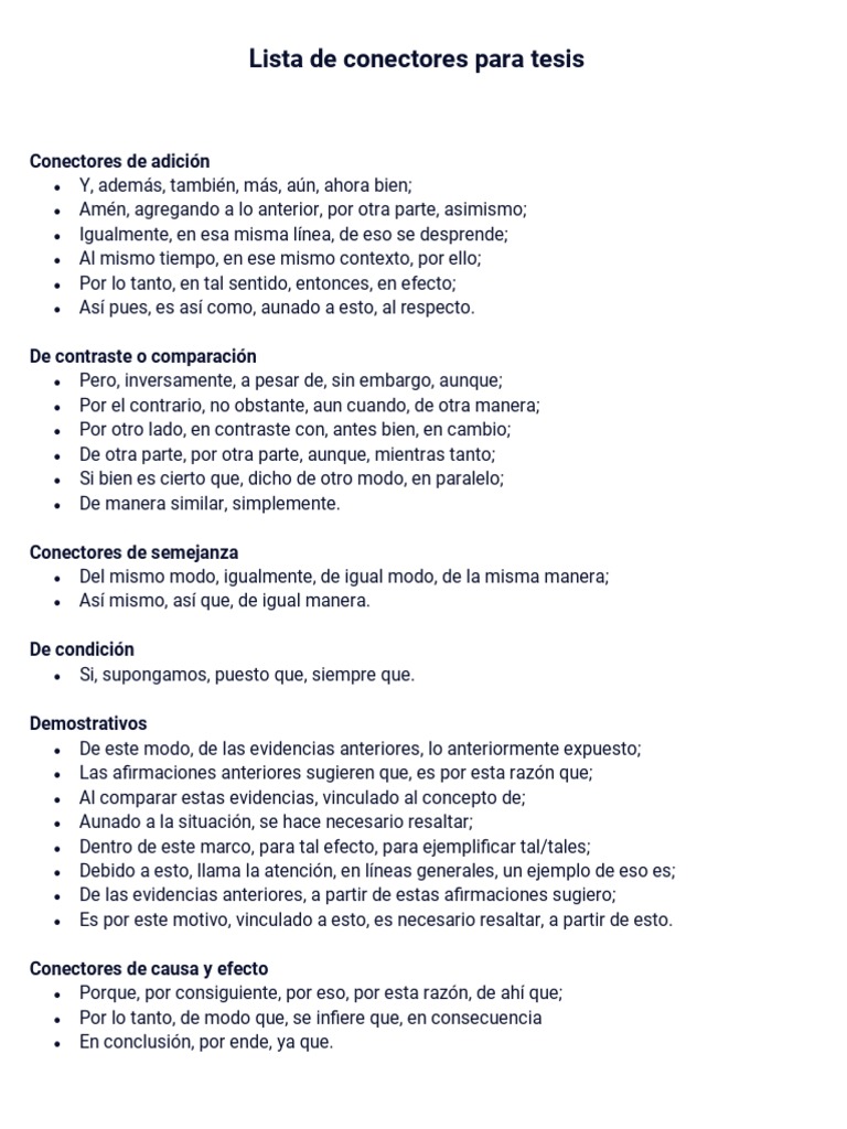 Lista de Conectores para Tesis 1. | PDF | Teorías filosóficas