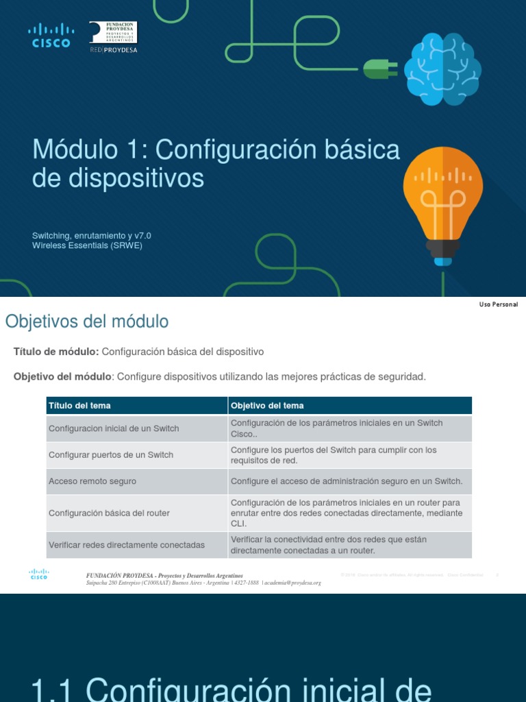 Módulo 1: Configuración Básica de Dispositivos: Switching, Enrutamiento y v7.0 Wireless ...