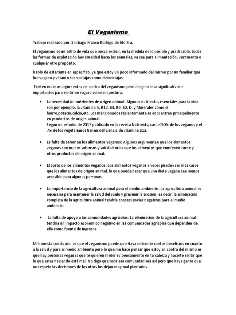 Argumentos sobre el veganismo y sus retos | PDF | Veganismo | Alimentos