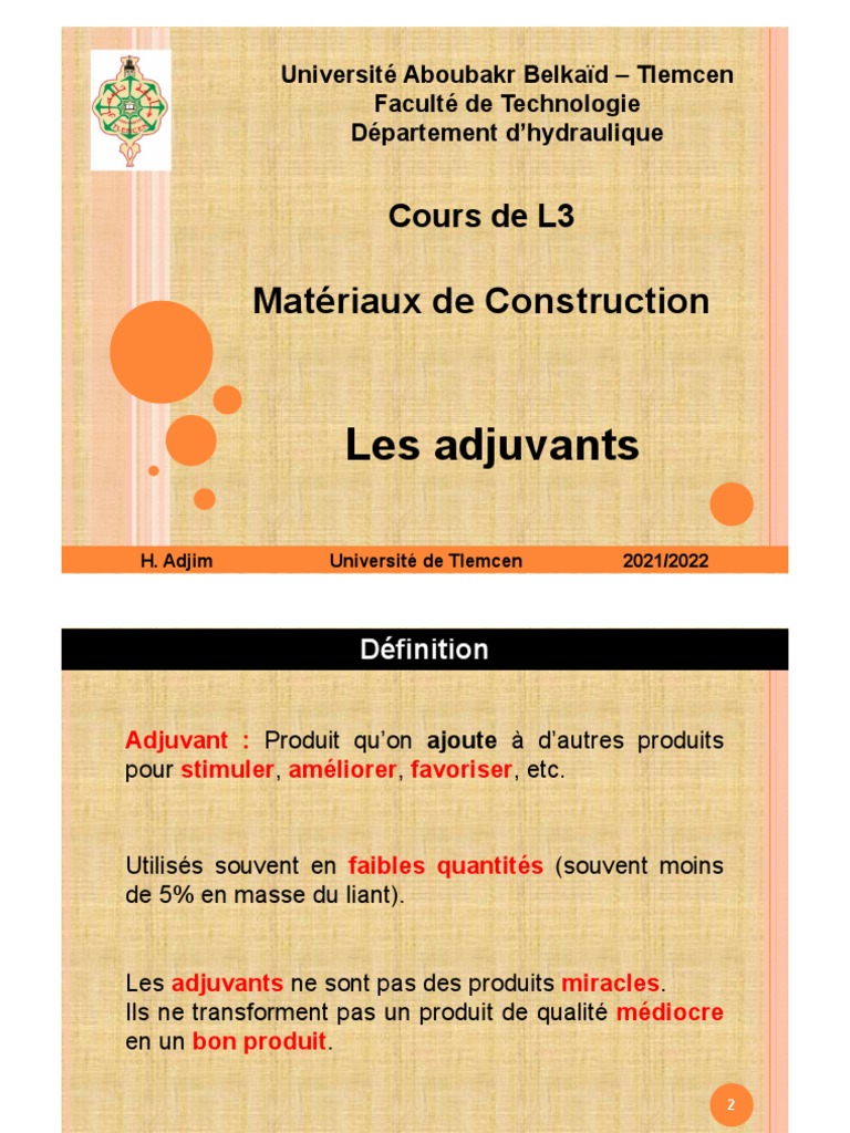 Cours 13 - Les Adjuvants | Download Free PDF | Béton | Chimie
