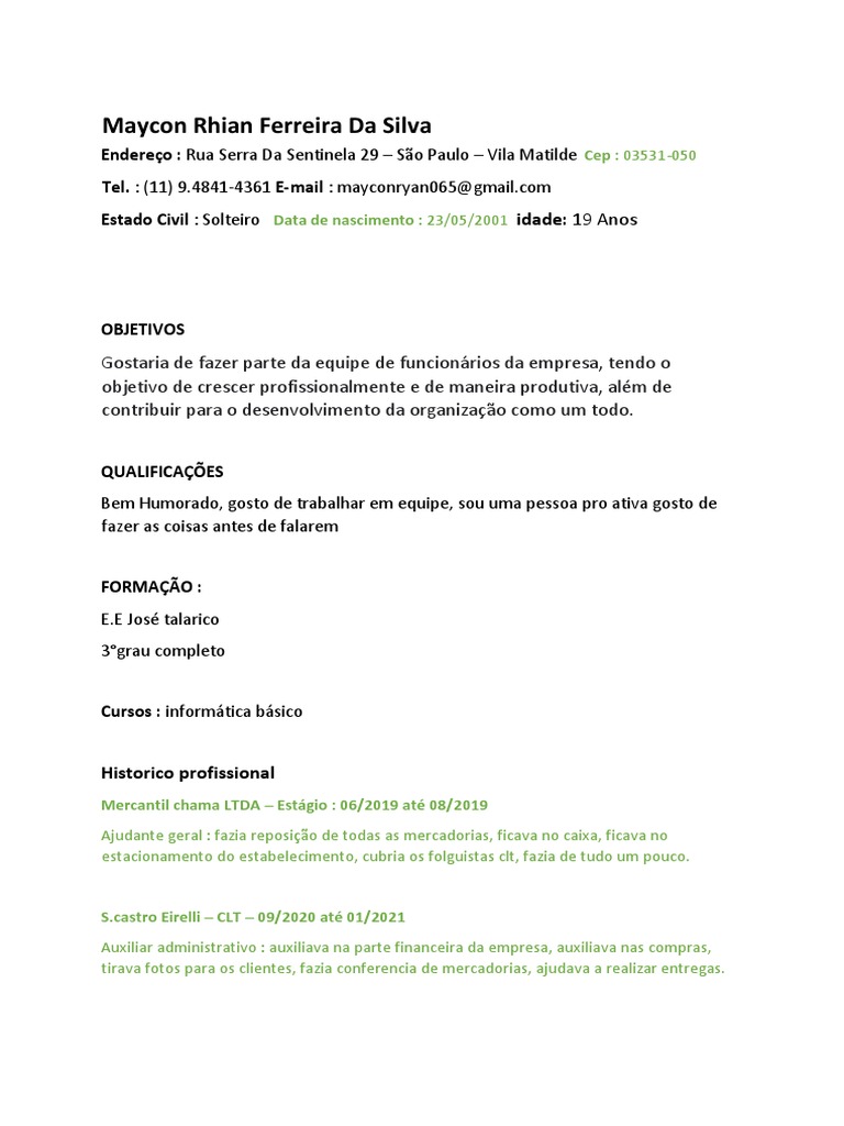 Maycon Curriculo | PDF