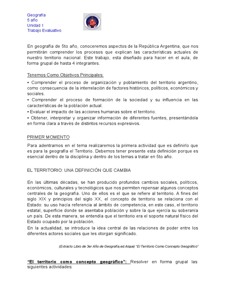 TP Eval #1 Geo 5 | Descargar gratis PDF | Geografía | Estado (política)