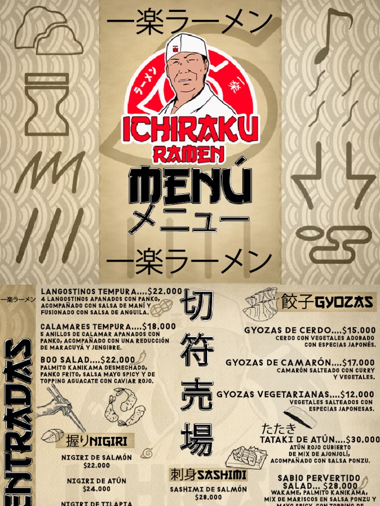 Menú - Ichiraku - New | PDF | Ingredientes de comida | Alimentos
