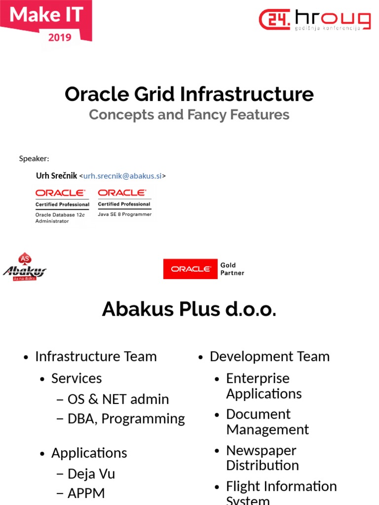 2019 Urh Srecnik Oracle Grid Infrastructure | PDF | Computer Cluster | Databases