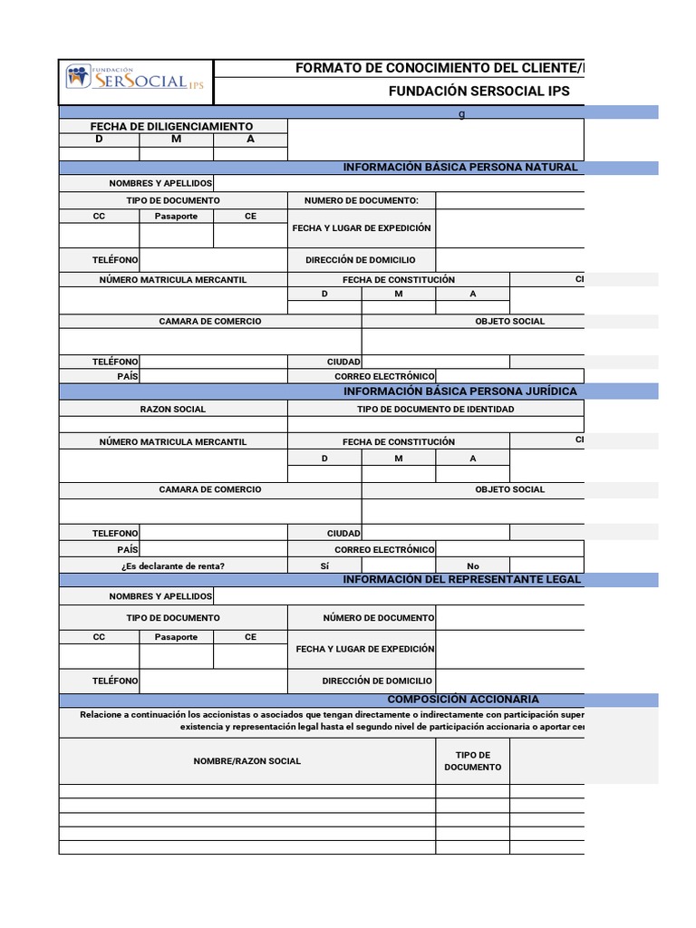 FSER ADM FR 002 Formato Vinculación Clientes Proveedores | PDF ...