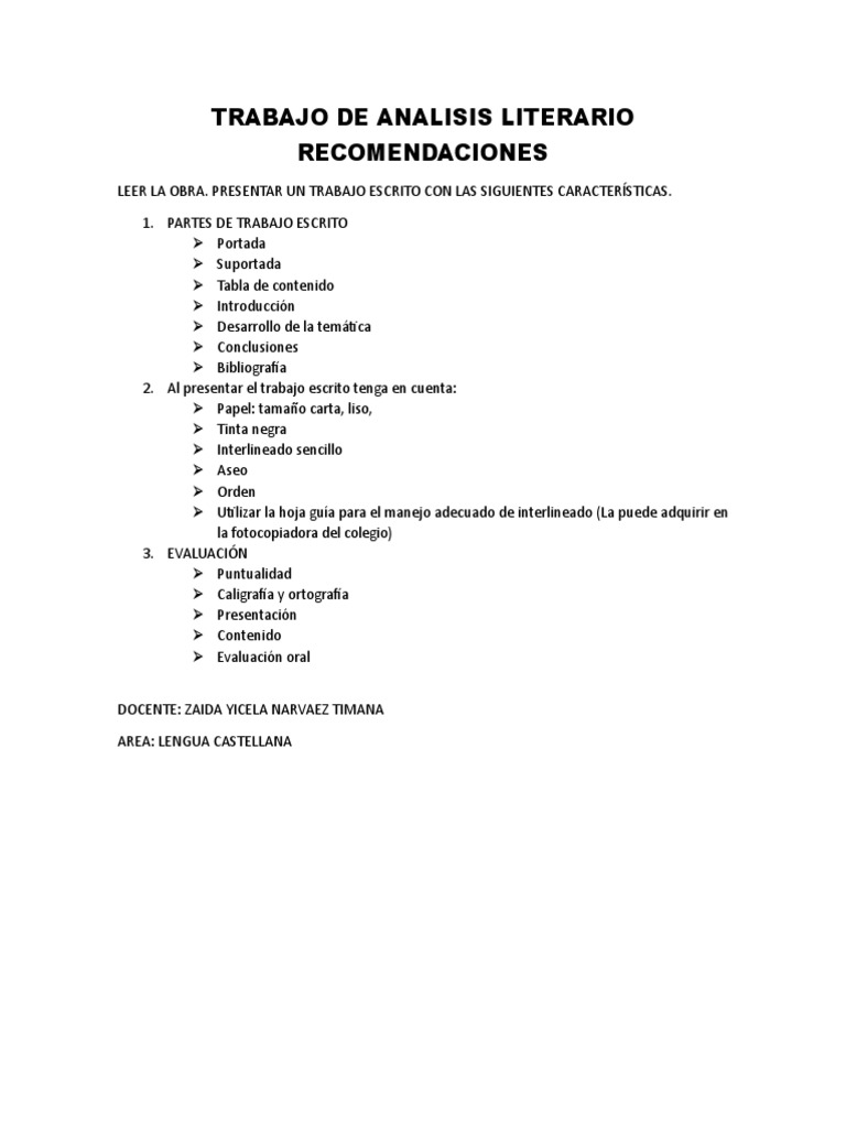 Guia de Analisis Literario | PDF | Narración | Escritura