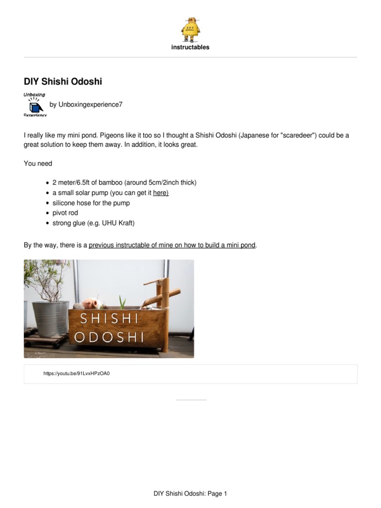 Shishi Odoshi For Backyard Pond | PDF