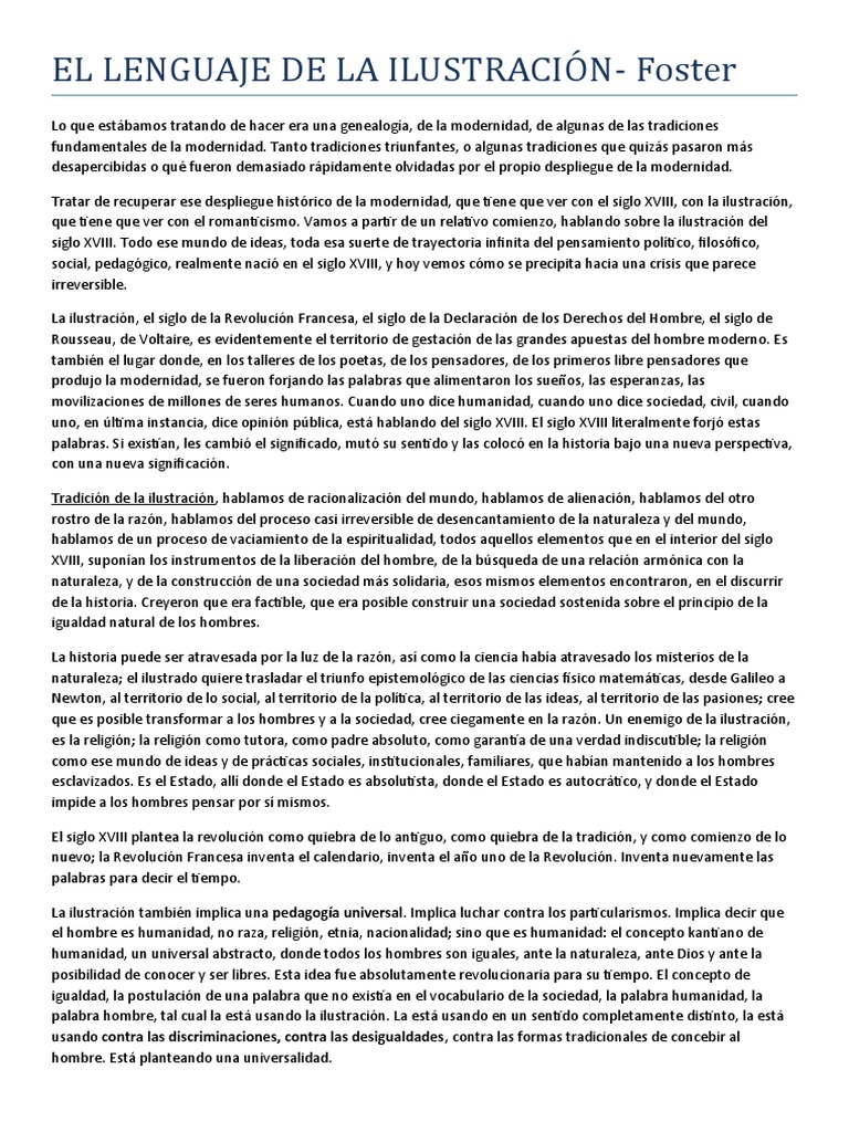 El Lenguaje de La Ilustración | PDF | Era de iluminacion | Jean-Jacques ...