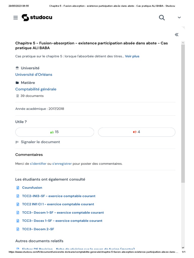 Fusion-Absorption: Cas Pratique Ali Baba | PDF