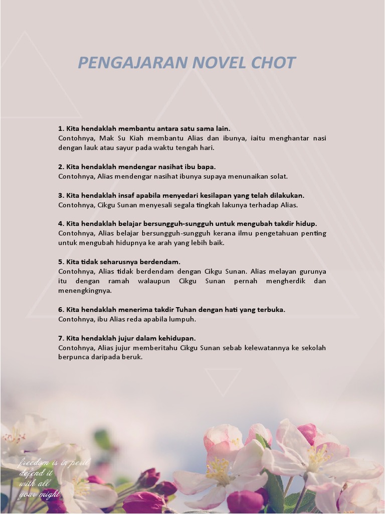 Pengajaran Novel Chot | PDF