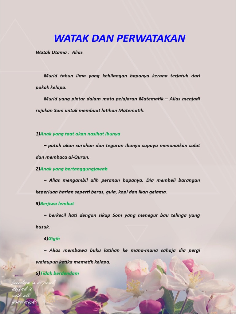 Watak dan Perwatakan Novel Chot | PDF