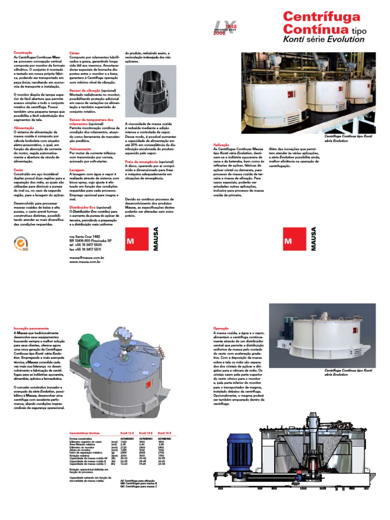 Centrifuga Continua Konti Evolution | PDF | Açúcar | Dieta e Nutrição