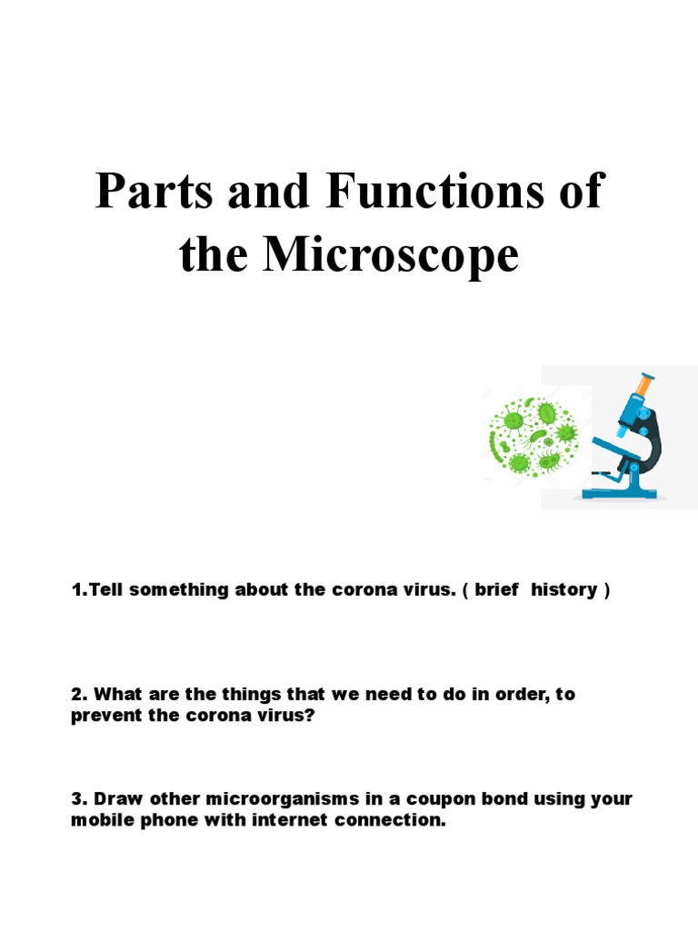 Parts and Functions of a Microscope | PDF | Microscope | Optics