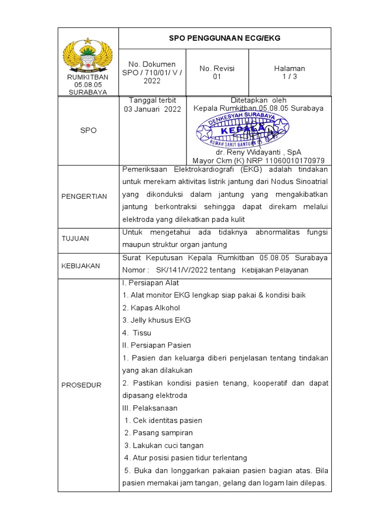 SOP Penggunaan EKG | PDF