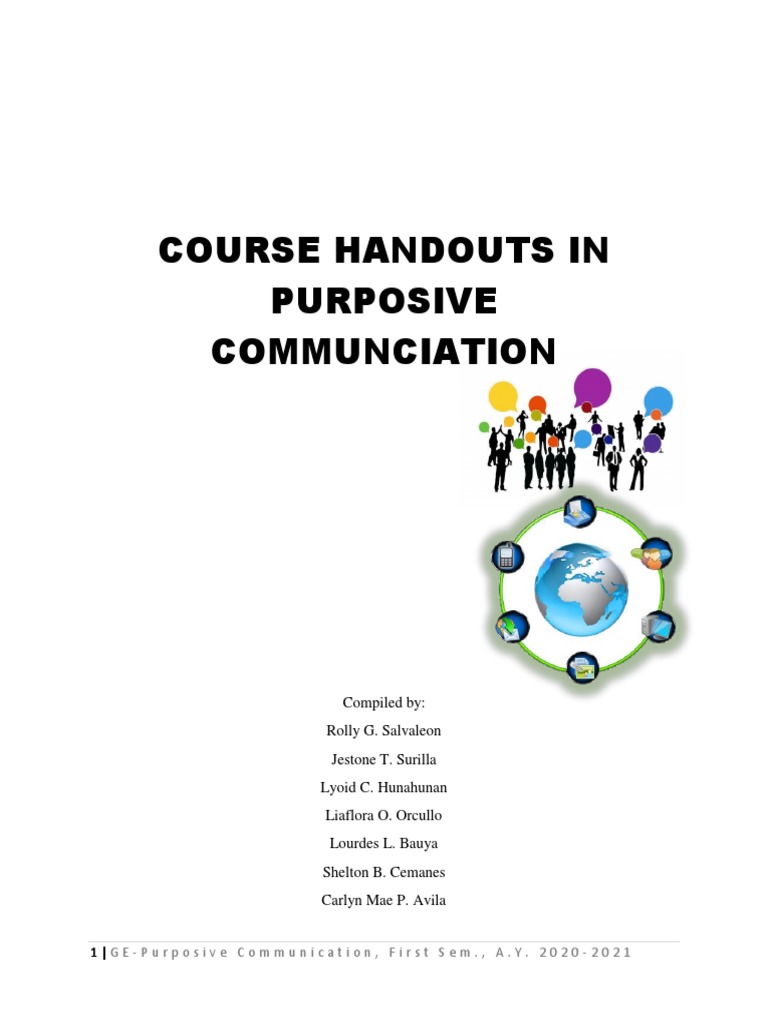 Course Handouts in Purposive Communication 1 | PDF
