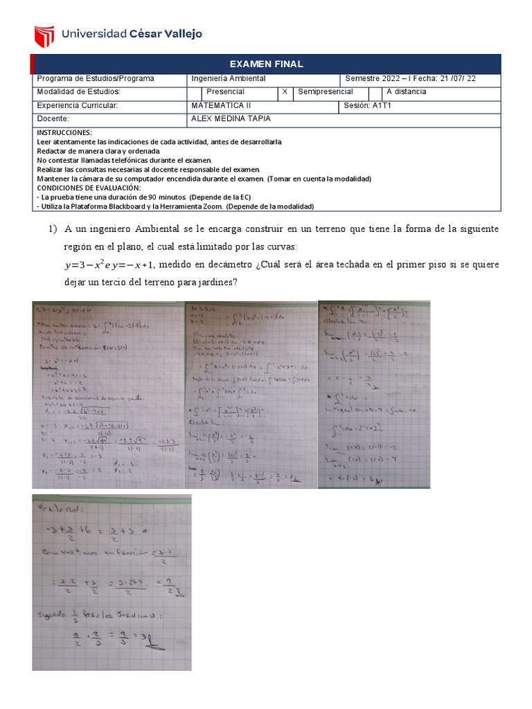 Examen Final Matemática II | PDF
