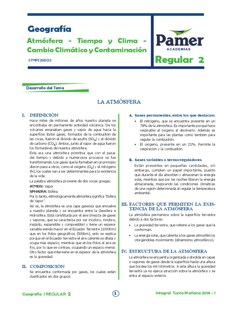 2 - La Atmosfera - Tiempo y Clima - Cambio Climatico y Contaminacion | PDF | Clima | Herida