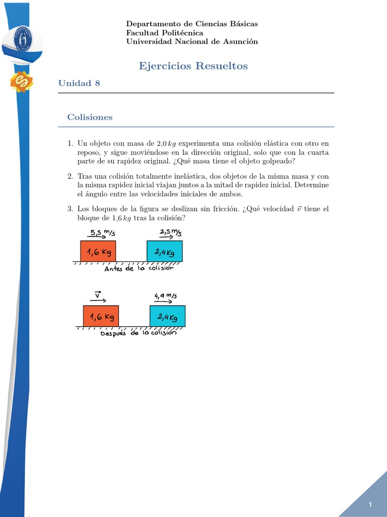 Ejercicios Resueltos Colisiones 8 | PDF | Mecánica | Ingeniería mecánica