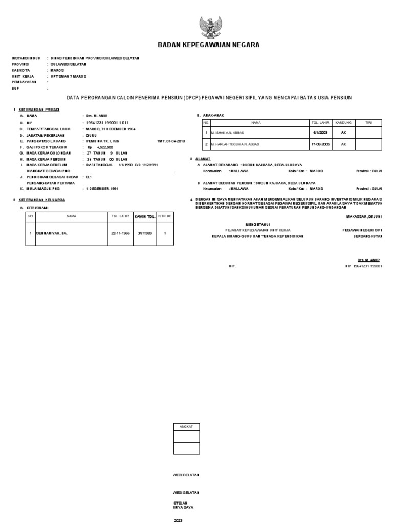 DPCP Pensiun Contoh | PDF