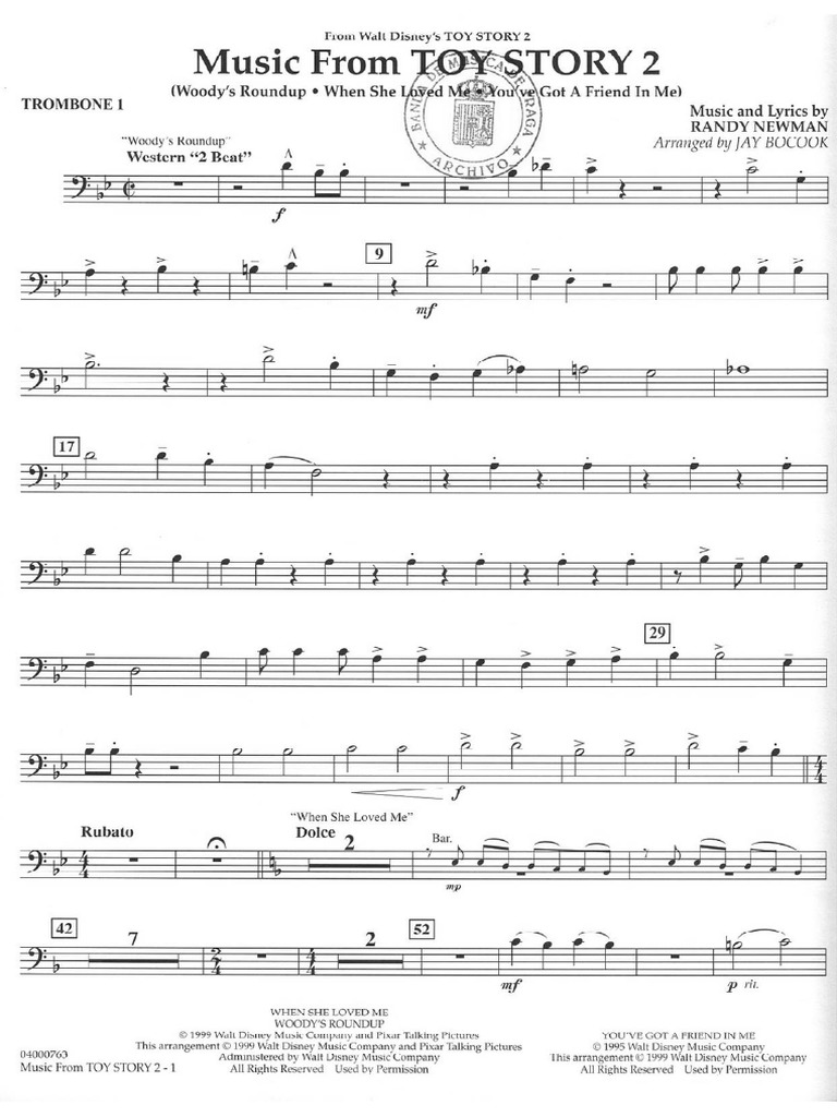MUSIC FROM TOY STORY 2 - Arr. Jay Bocook - Tr. 1y2 | PDF