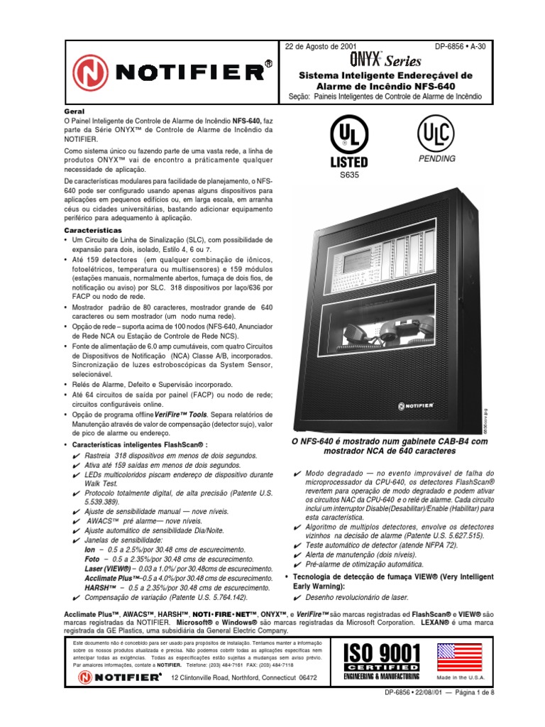 Central NFS 640 Notifier Portugues | PDF | Rede de computadores | Relé