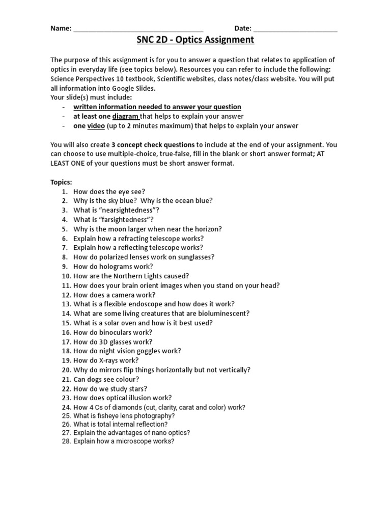 Optics Assignment | PDF | Optics | Telescope