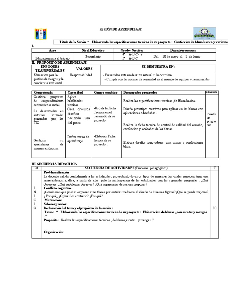 Sesion de EPT 5° y 4° Grado 29 de Mayo 2023 | PDF | Aprendizaje ...