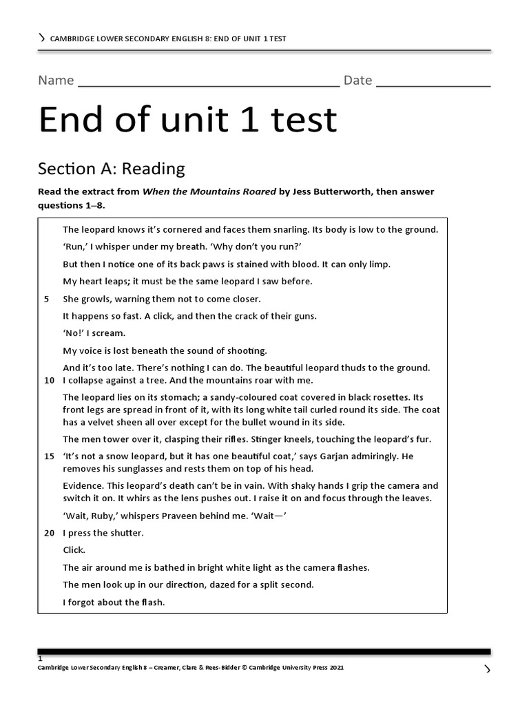 LS English 8 Unit 1 Test | PDF