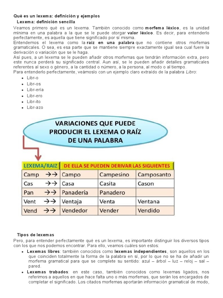 Lexema y Morfma | PDF | Palabra | Género gramatical