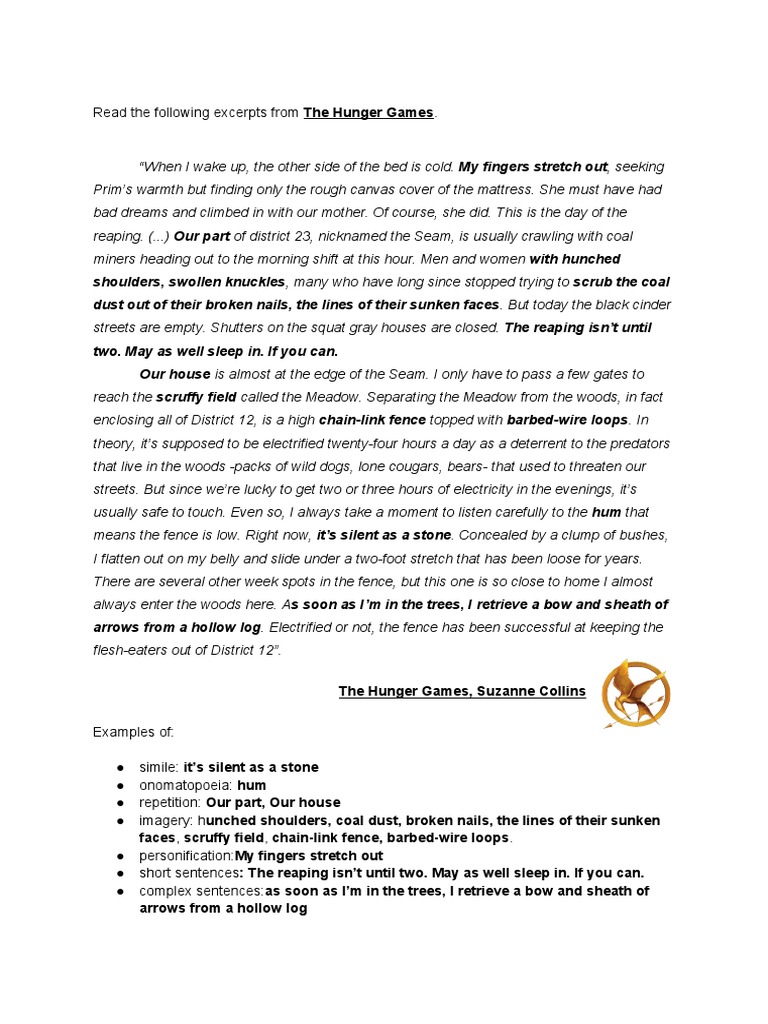 Hunger Games Text For Descriptive Test | PDF