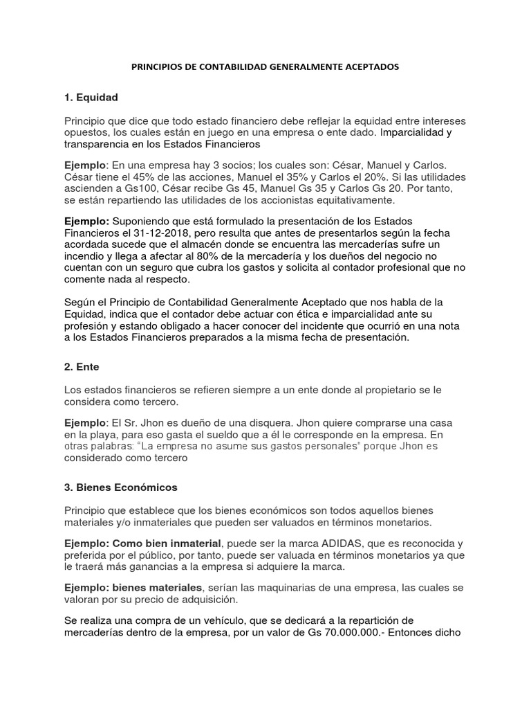 Principios de Contabilidad Generalmente Aceptados | PDF | Contabilidad ...
