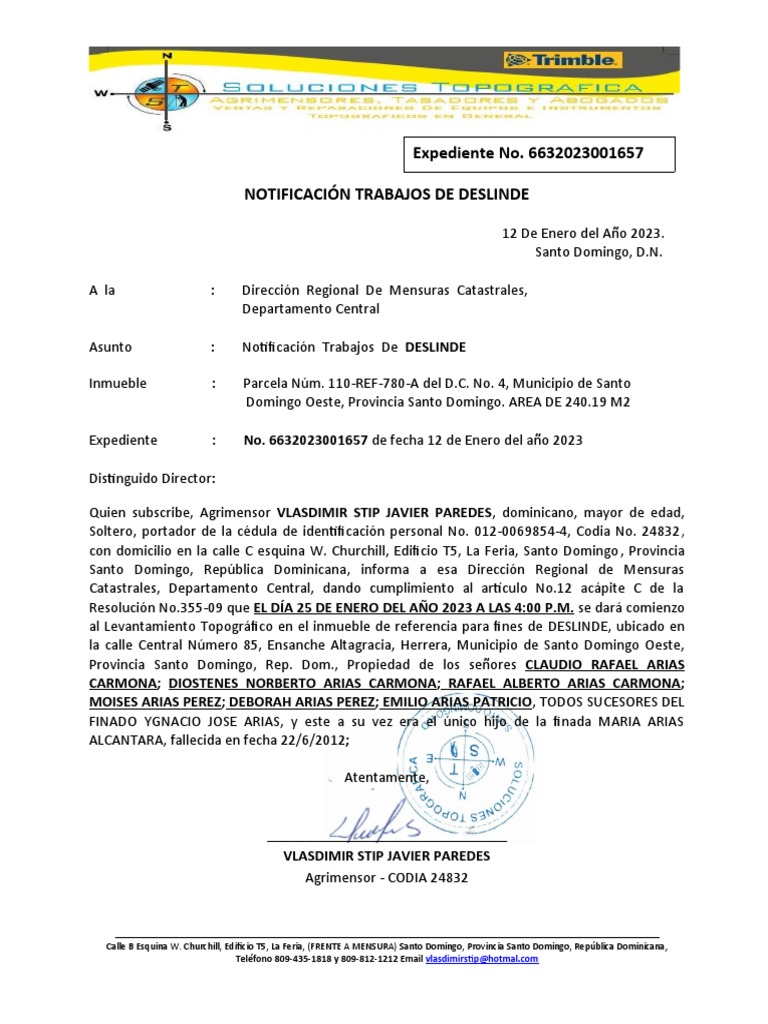 1-Aviso A Mensura Notificacio | PDF | Datos geográficos e información