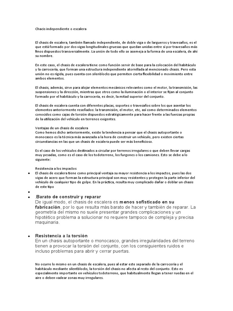 Chasis de escalera: ventajas y desventajas | PDF | Vehículo de motor ...