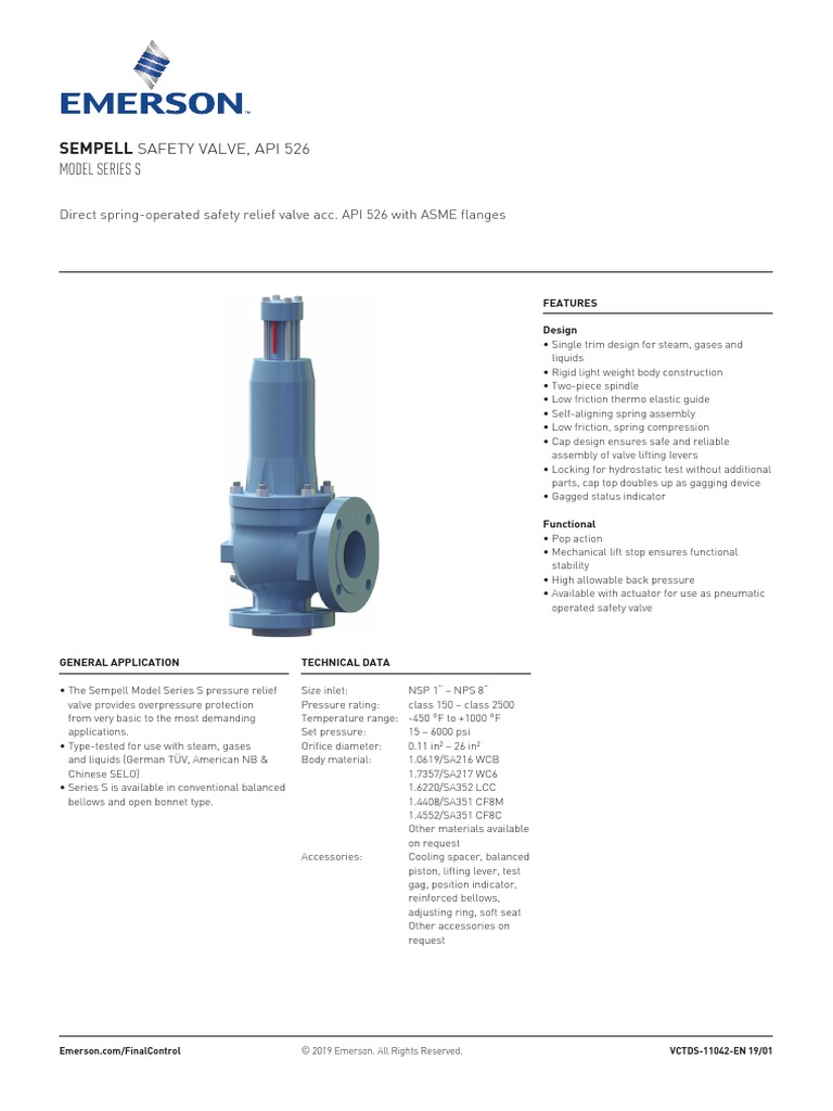 Data Sheets Safety Valve Api 526 Model Series S Sempell en en 5378736 ...