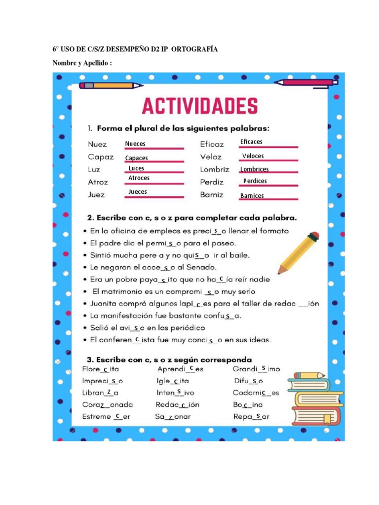 Uso de C/S/Z en Palabras Plurales | PDF