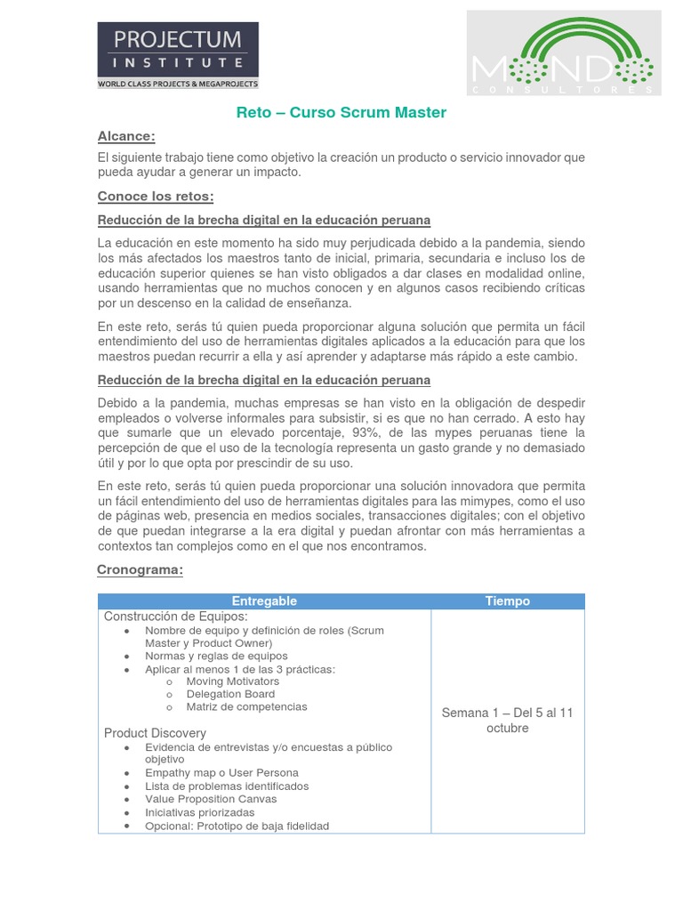 Reto - Curso Scrum Master | PDF