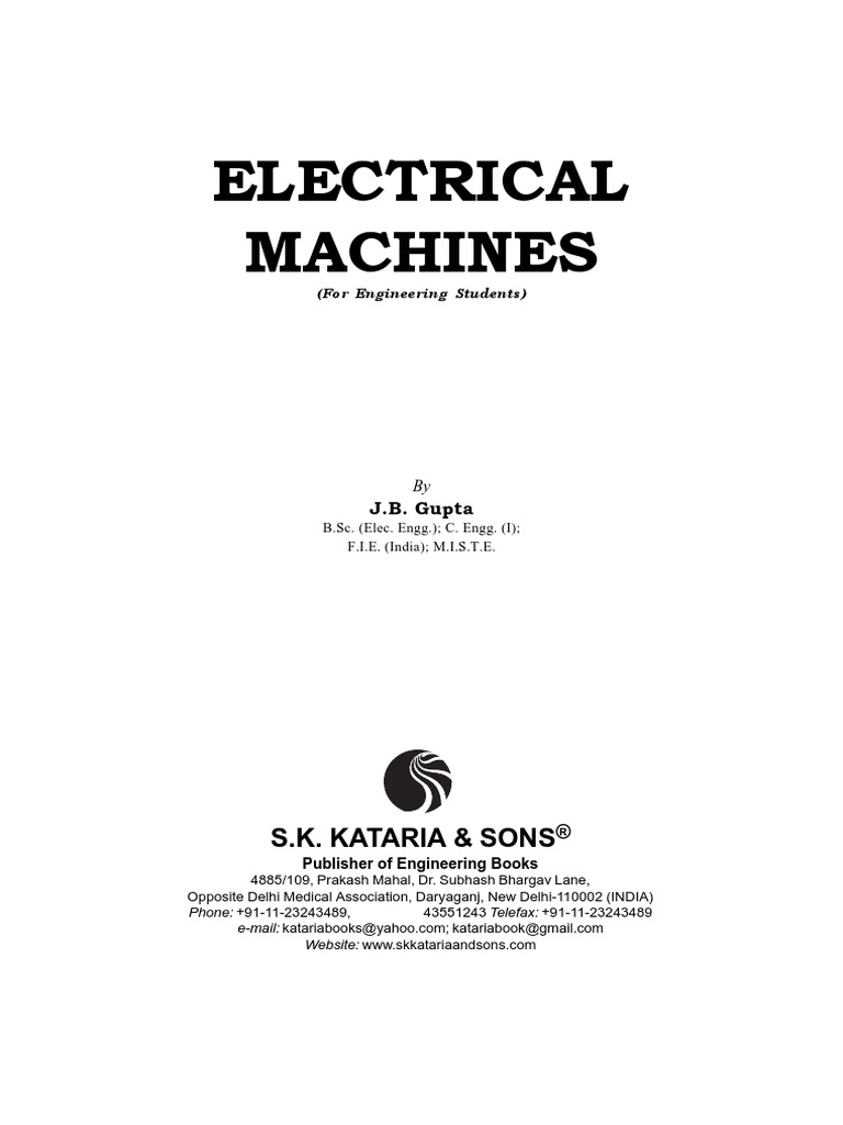 Electrical Machines: S.K. Kataria & Sons | Download Free PDF | Electric ...
